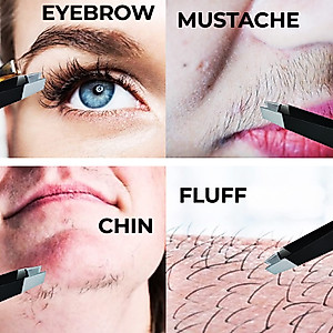 JustBlanks Professional Tweezers Eyebrows Tweezers for Men Stainless Steel Precision Tweezers for Women Facial Hair Blackhead Eyelash - 2 Years Free Replacement Warranty (Pack of 1)