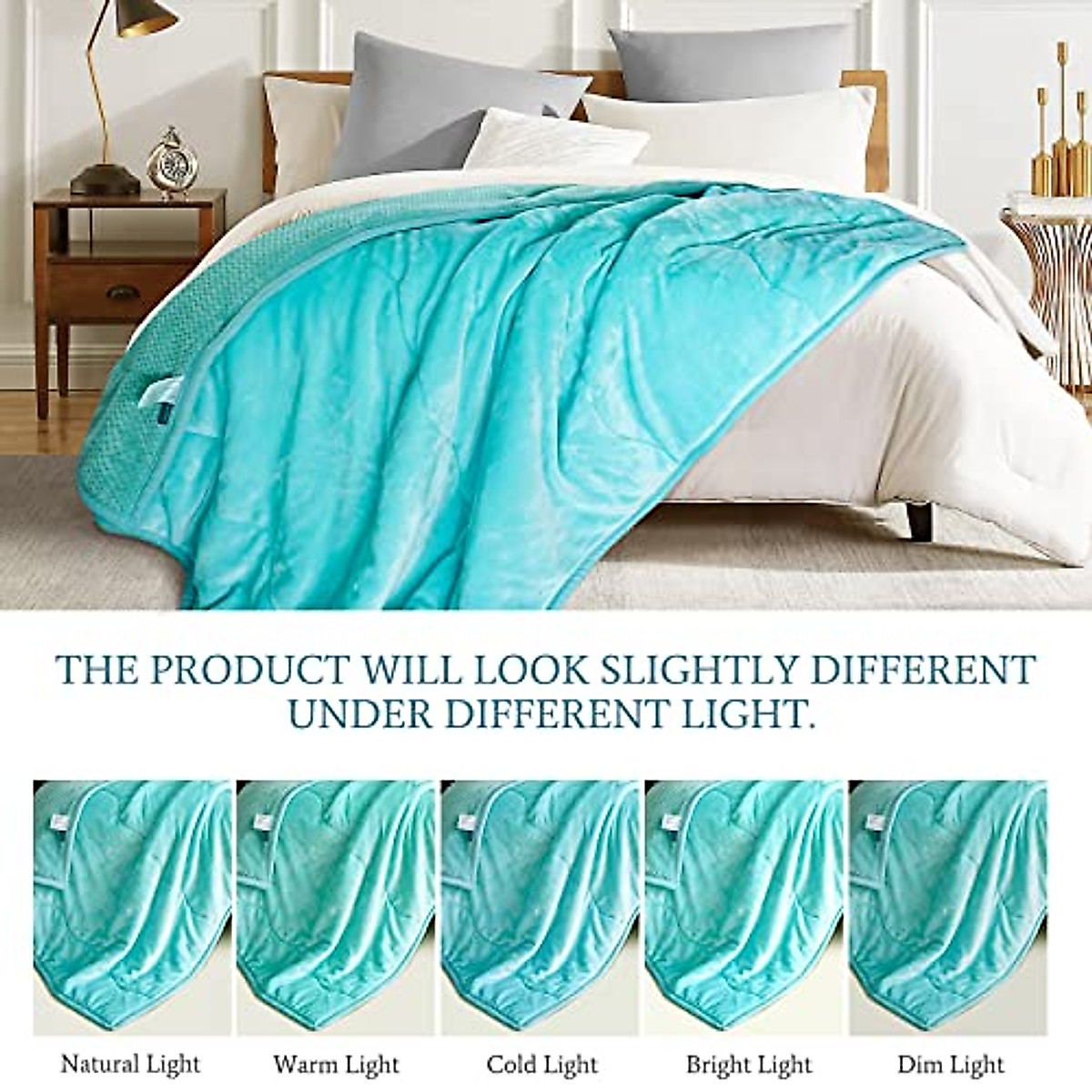 Lynnlov Thick 3 Layers Flannel Fleece Throw Blanket for Couch 50" x 60", Soft Decorative Microfiber Plush Blankets,Luxury Comfy Cozy Velvet Blanket for Sofa Chair Bed, Winter, Warm, Breathable, Aqua