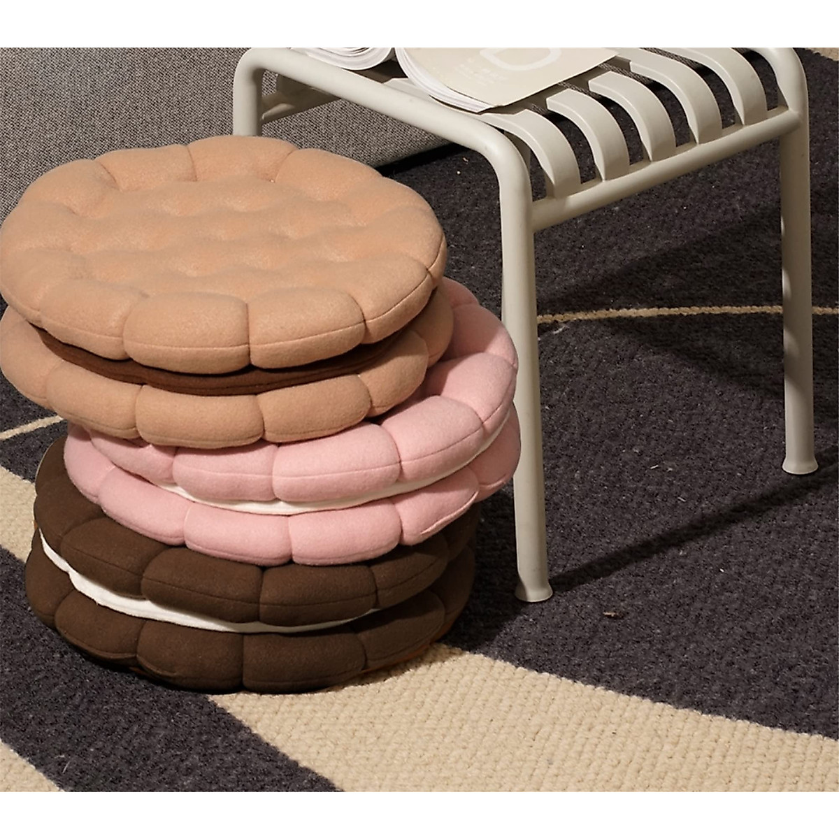 14'' Biscuit Shaped Seat Cushion Short Plush Pillow for Livingroom Decor Graduation Gift (Pink)