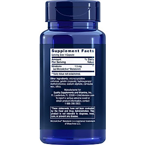 Life Extension Melatonin IR/XR 120 Capsules - Immediate & 7 Hour Extended-Release - Night Time Supplement - Supports Staying Asleep - Non-GMO, Gluten-Free