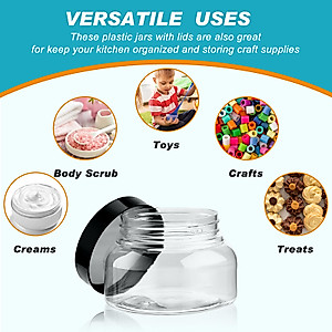 Dandat 24 Pcs Plastic Jars with Lid and Label PET Cosmetic Containers Leak Proof Empty Cosmetic Jars Refillable Storage Travel Containers for Lotion Cream Gel Powder(8 oz,Clear)