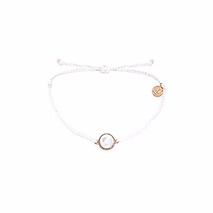 Pura Vida Rose Gold Mother of Pearl Bracelet - Adjustable Band, 100% Waterproof - White
