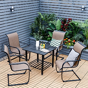 Giantex 4-in-1 Wood Burning Fire Pit, Square Firepit Table with Mesh Cover, Removable Lid, Cooking Grate, Log Grate and Fire Poker, Outdoor Fire Table for Garden Poolside Balcony