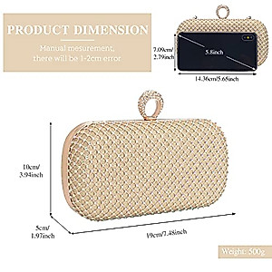 Pinprin Ladies Evening Clutch Bag Elegant Handbag Purse for Wedding Formal Prom Party Bridal (A-Gold)