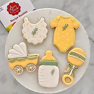 Baby Shower Cookie Cutters 5-Pc. Set Made in the USA by Ann Clark, Onesie, Bib, Rattle, Baby Bottle, Baby Carriage