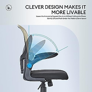 Office Chair, Breathable Mesh Desk Chair, Comfortable Ergonomic Computer Chair with Thick Cushion, Adjustable Lumbar Support and 90° Flip Up Armrest (Yellow)
