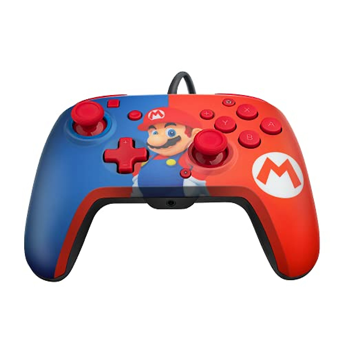 PDP REMATCH Enhanced Wired Power Nintendo Switch Pro Controller, Officially Licensed Switch Lite/OLED Compatible Gamepad, Customizable Programmable Buttons, Super Mario Power Pose (Red & Blue)
