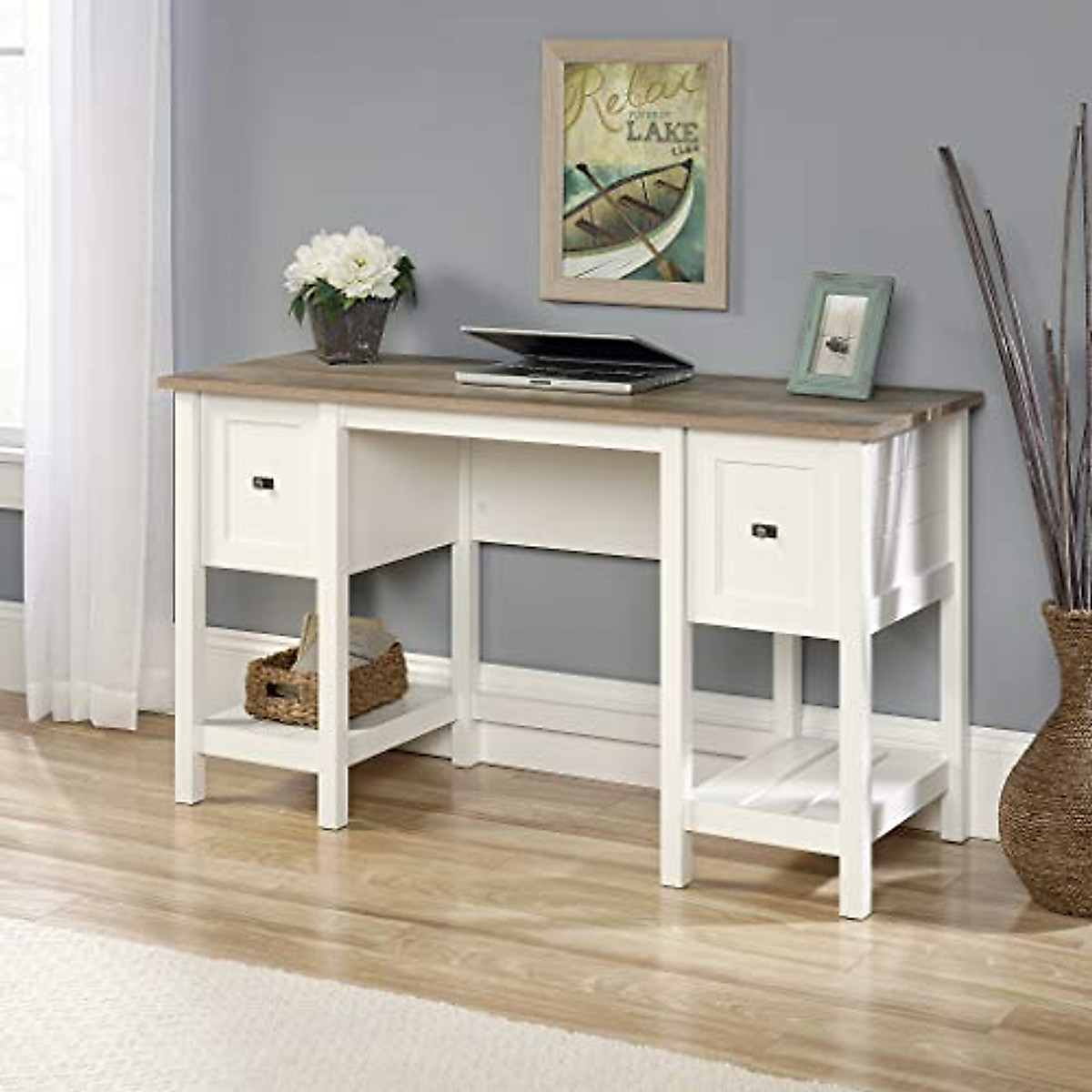Sauder Cottage Road Desk, Soft White finish