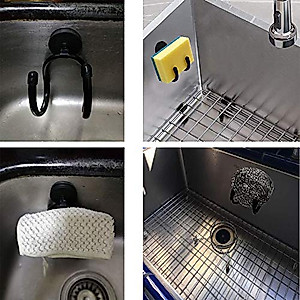 Magnetic Sink Caddy Hook Dish Cloth Towel Bar Dish Towel Holder Dish Drying Rack Towel Hook Hanger Great for Refrigerator, Kitchen Sink, Stove, Dishwasher. - Adjustable metal - Black