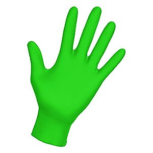SAS Safety 66551 Derma-VUE Powder-Free Exam Grade 6 Mil Nitrile Gloves, Medium, Neon Green