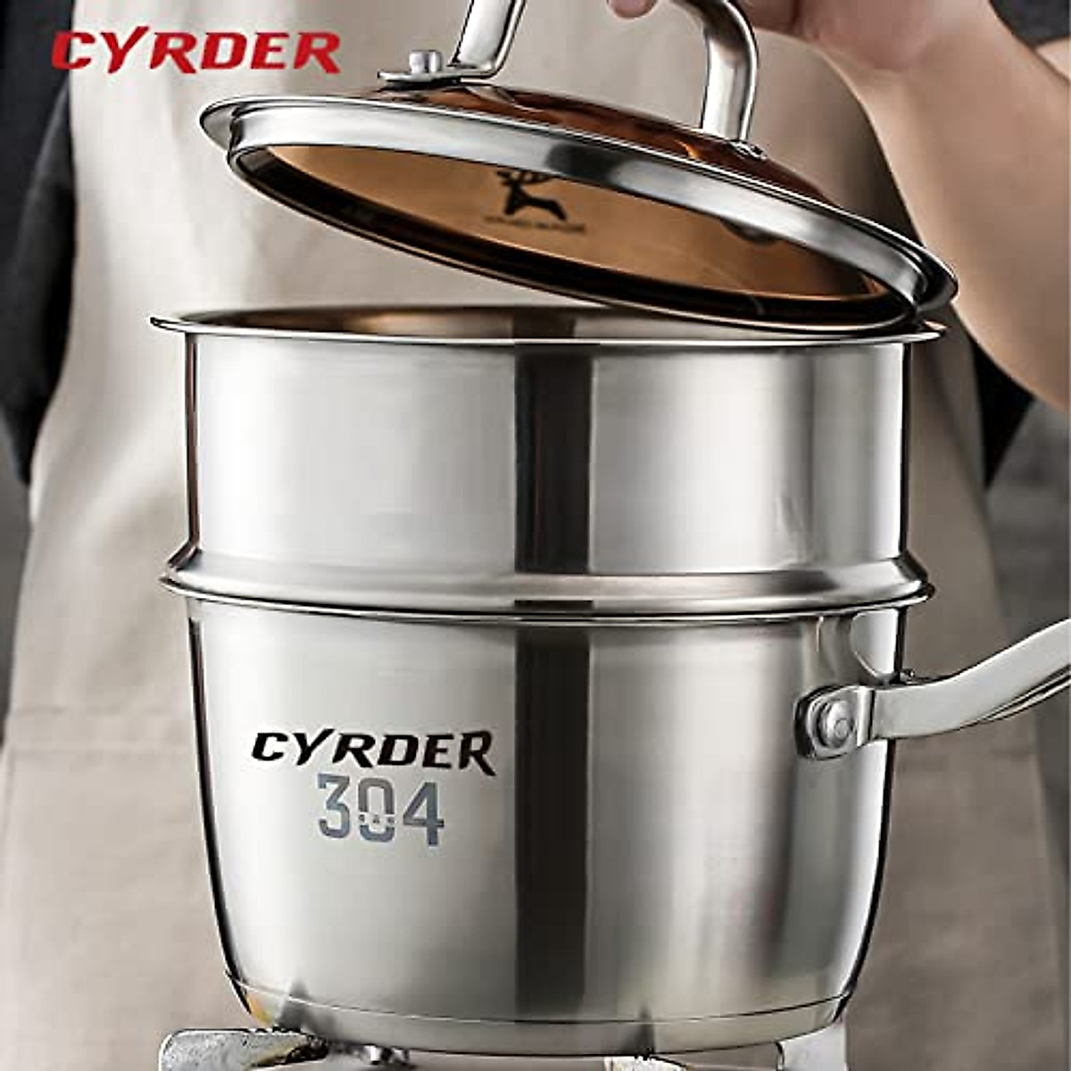 Cyrder 1.5 Quart Saucepan with Steamer Basket, 18/8 Premium Stainless Steel Sauce Pan, Duty Heavy Pot, Easy Pour With Ergonomic Handle, All Clad Tri-Ply Multipurpose Pot