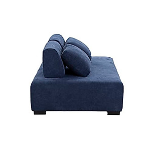 kevinplus 85.4'' Modern Sofa Couch for Living Room, 4-Seat Sofa Couch with 2 Moveable Heavy Back Cushion and 2 Pillows, Contemporary Sofa Couch for Office Studio Apartment, Navy Blue