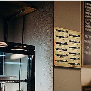 CharcasUS WWII Fighter Planes Metal Tin Sign Wall Decor Man Cave Military Fan Gift Home Bar Pub Decorative Military Posters 12x8 Inch