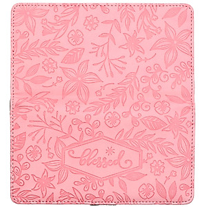 Juvale Floral Checkbook Cover for Women Card Holder Wallet for Checks & Credit Cards, RFID Blocking (Pink)