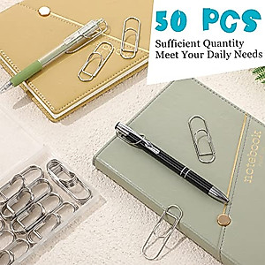 Crtiin 50 Pieces Metal Pen Clip Holder for Notebooks Stainless Steel Pen Clip for Paper Books Journals Clipboards for Office School (Silver)