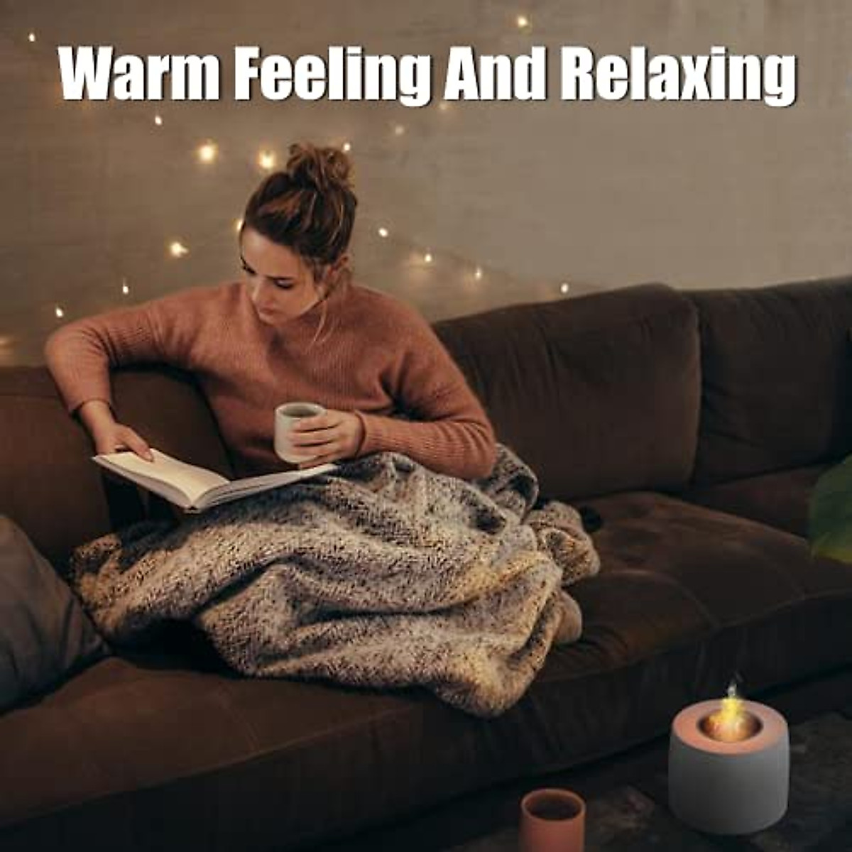 OLIVITTE - Tabletop Fire Pit, White Concrete Portable Marshmallow Roaster