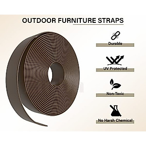 LIUDA 2" x20' ft Vinyl Outdoor Patio Lawn Furniture Repair Strap Strapping Matte Finish (Brown) + 20 Free Rivets!