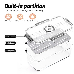 cutesun BPA Free Storage Containers with Lids, Bread Box Holder for Kitchen Countertop, Bread Storage Reusable Lettuce Refrigerator Fridge Organizer