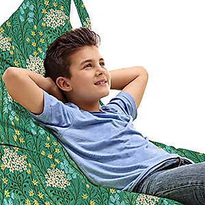 Ambesonne Floral Lounger Chair Bag, Garden of Small Flowers with Vibrant Fresh Blooming Leaves and Petals Illustration, High Capacity Storage with Handle Container, Lounger Size, Multicolor