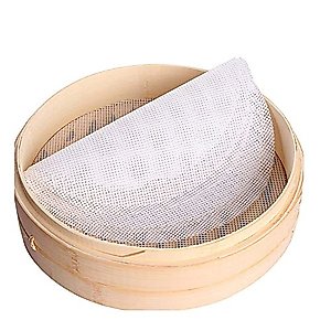 Inchant 5Pcs Kitchen Silicone Steamer Mesh Non-Stick Pad Round Shape Dumplings Mat Steamed Buns Baking Pastry Dim Sum Mesh（11" Diameter）