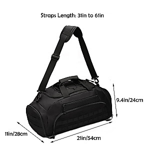 Sports Duffel Bag for Men Women Tactical Duffle Backpack 35L Gym Bag with Shoe Compartment Travel Backpack Luggage (Black)