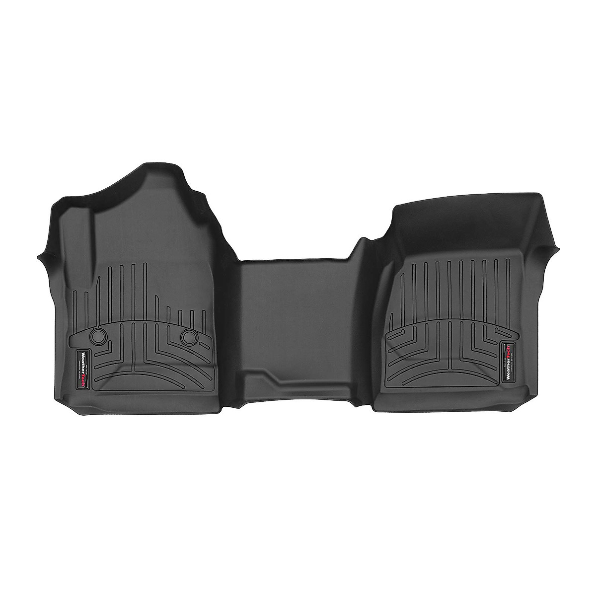 WeatherTech Custom Fit FloorLiners for Silverado 2500HD/3500HD, Silverado 1500, Sierra 1500, Sierra 2500HD/3500HD - 1st Row - Over The Hump (445451), Black