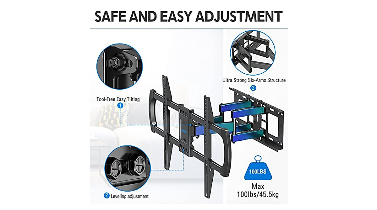 MOUNTUP Full Motion TV Wall Mount for 42-82 inch TVs