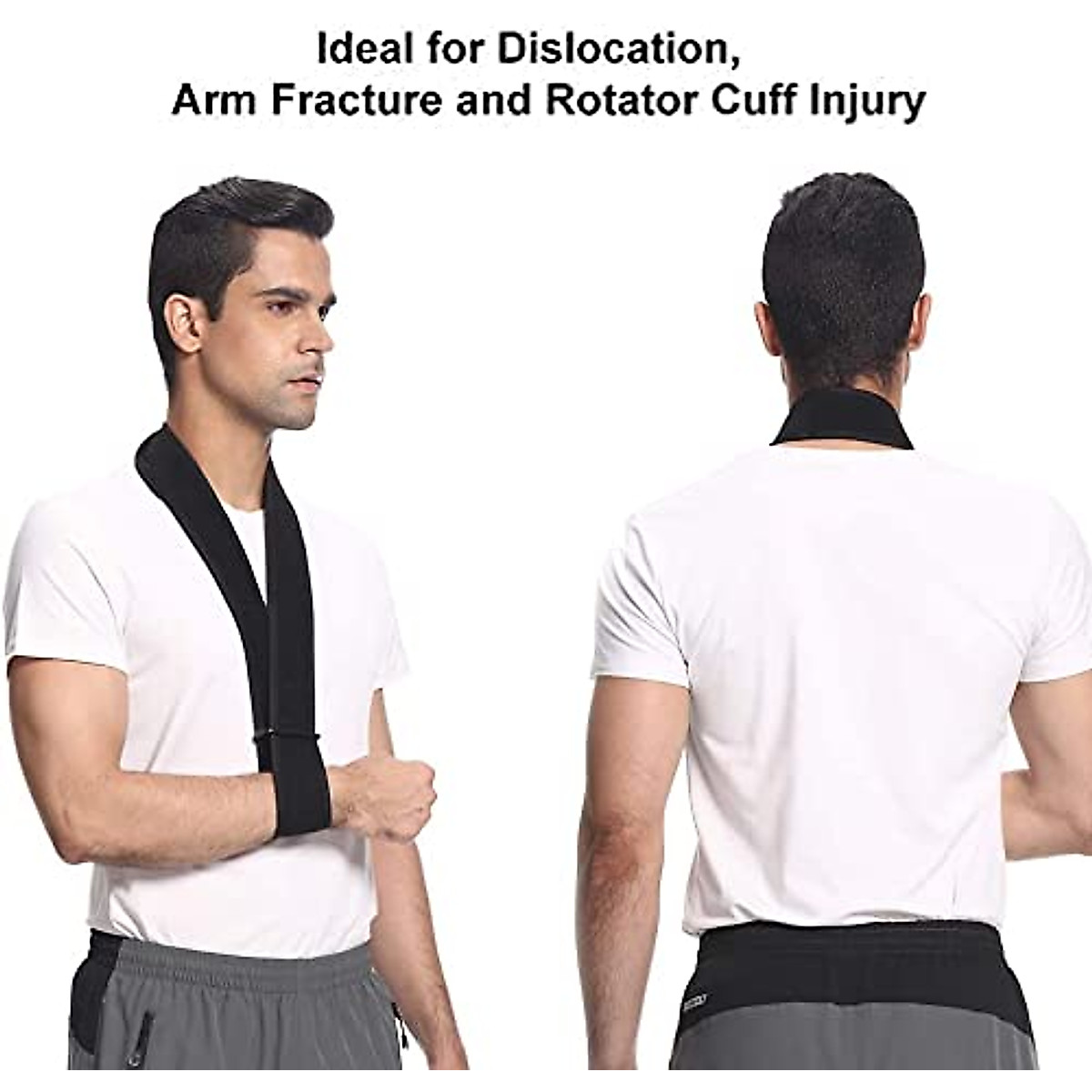 supregear Arm Sling, Lightweight Neck Support Collar Immobilizer Simple Arm Sling Breathable Shoulder Support for Men Women (Black, Standard)