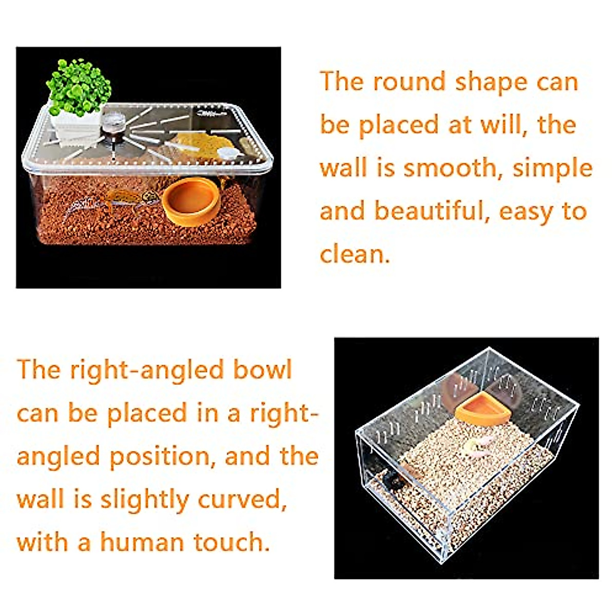 2PCS Reptile Food Dish Bowl Worm Water Dish Lizard Gecko Ceramic Pet Bowls, Mealworms Bowls Anti-Escape Mini Superworm Feeder Set with Long Tweezers Feeding Tools and Cleaning Tools