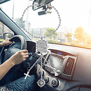 WSNANG Guardian Angel Car Pendant Trucker's Prayer Car Rear View Mirror Hanging Ornament Protection Gift Trucker Husband Gift (Trucker Prayer Car Charm)