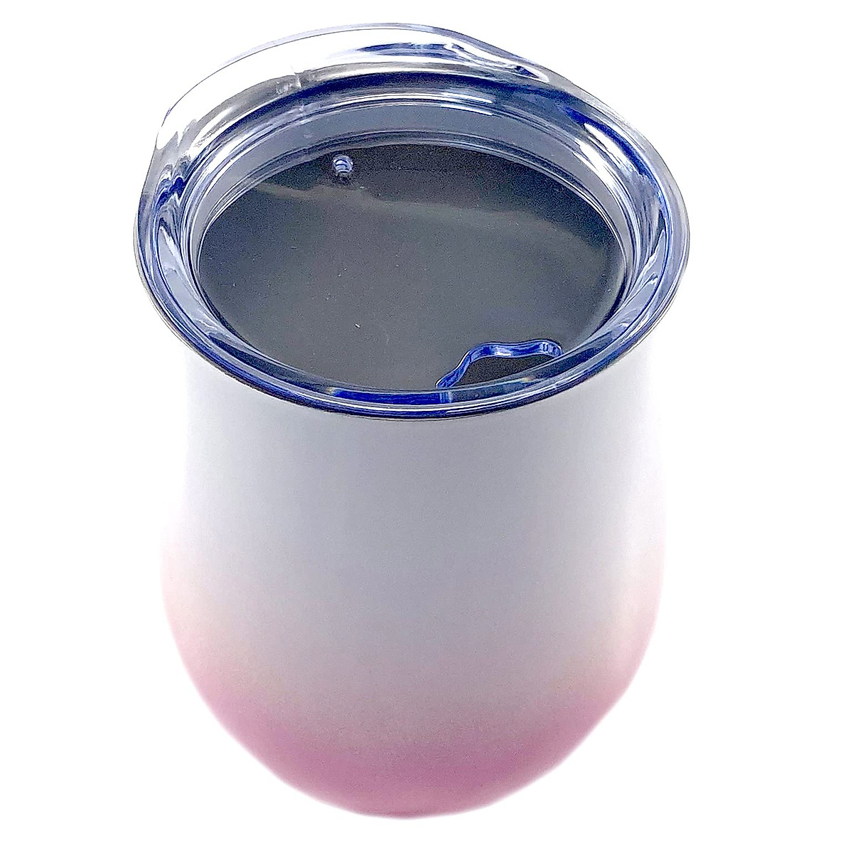 Trend Setters 12 oz Stemless Stainless Steel Wine Tumbler with Lid - White to Pink Ombre