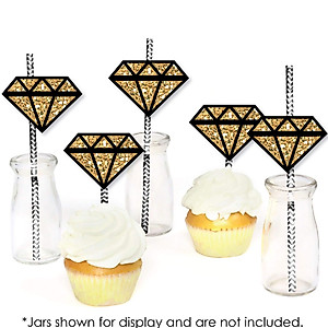 Big Dot of Happiness Girls Night Out Paper Straw Decor - Bachelorette Party Striped Decorative Straws - Set of 24