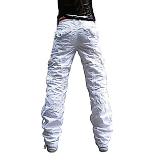 SKYLINEWEARS Women’s 100% Cotton Tactical Pant Camping Hiking Army Cargo Combat Trouser Multi Pockets Utility Work Pants White XXL