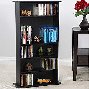 Atlantic Drawbridge Media Storage Cabinet - Organize optical media, up to 240 CD, or 108 DVD, or 132 BD/Video Games, Adjustable Shelves, PN 37935726 in Black