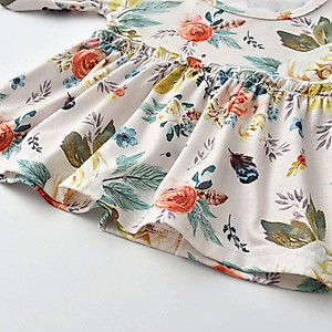 3PCS Baby Girl Clothes Ruffle Floral Shirt Tops Pants Headband Outfit Sets (Yellow, 9-12 Months)