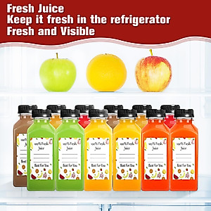 ztarraum 12pcs 12oz Plastic Juice Bottles, Reusable Juice Containers with Black Tamper Proof Lids, Brush, Funnel and Labels, Clear Juice Containers for Juicing, Smoothie and Homemade Beverages