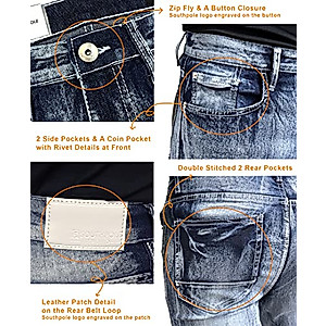 Southpole Men's Stretch Signature Denim, Marble Grey Black