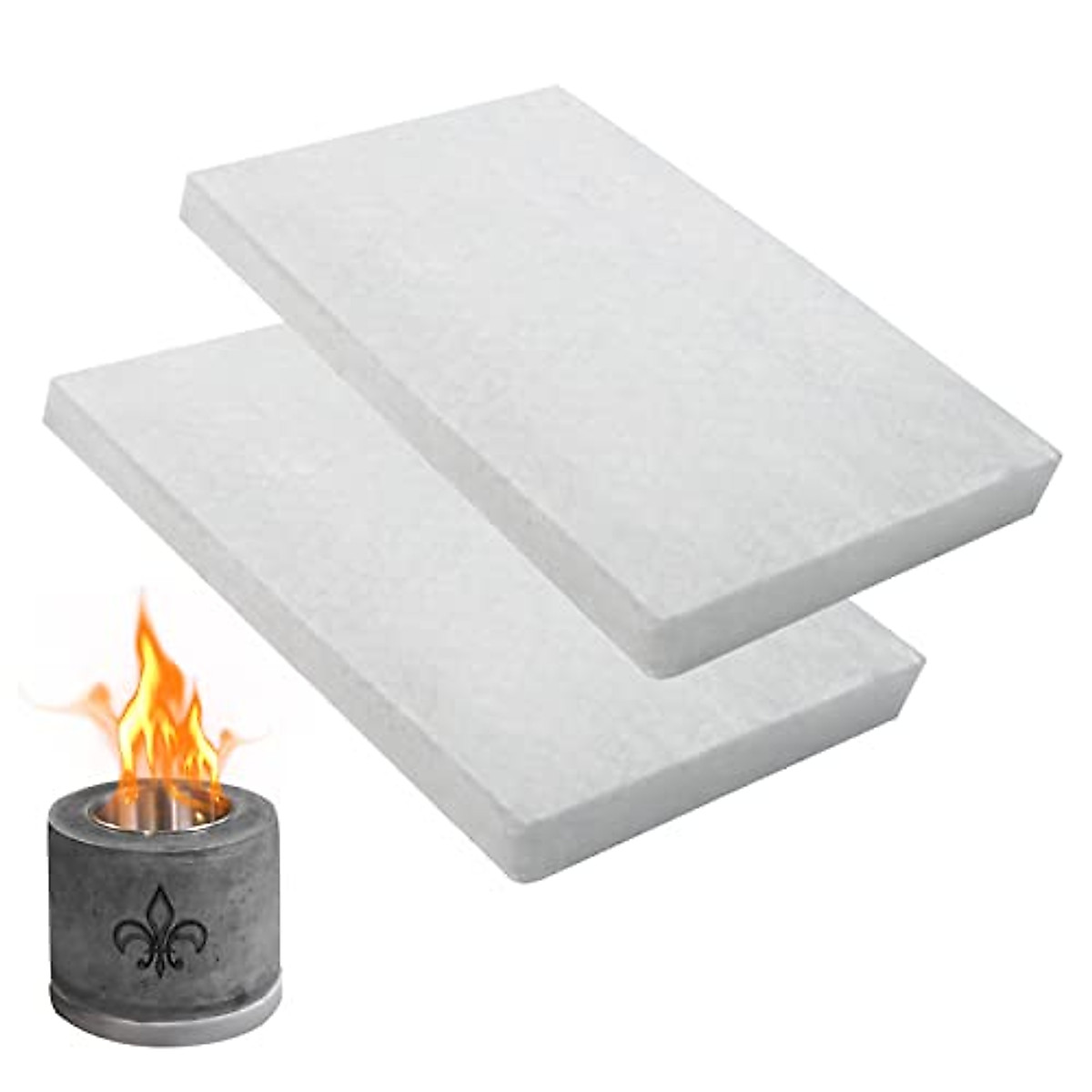 2Pack Premium Ceramic Wool for Portable Tabletop Firepit to Extend Burn Time - Ceramic Wool Wick Sponge Ceramic Fiber Insulation for Bioethanol Fireplaces (12" x 8")