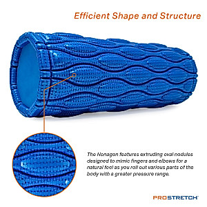 ProStretch Nonagon Textured Foam Roller for Deep Tissue Muscle Massage and Myofascial Trigger Point Release