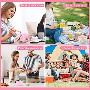 SEEWEY 2 Pcs Floral Ceramic Bowl with Lid and Handle 30 oz Soup Bowls Heat Preservation Instant Noodles Mug Soup Cup Microwavable Bowls for Ramen Noodle Cereal Travel