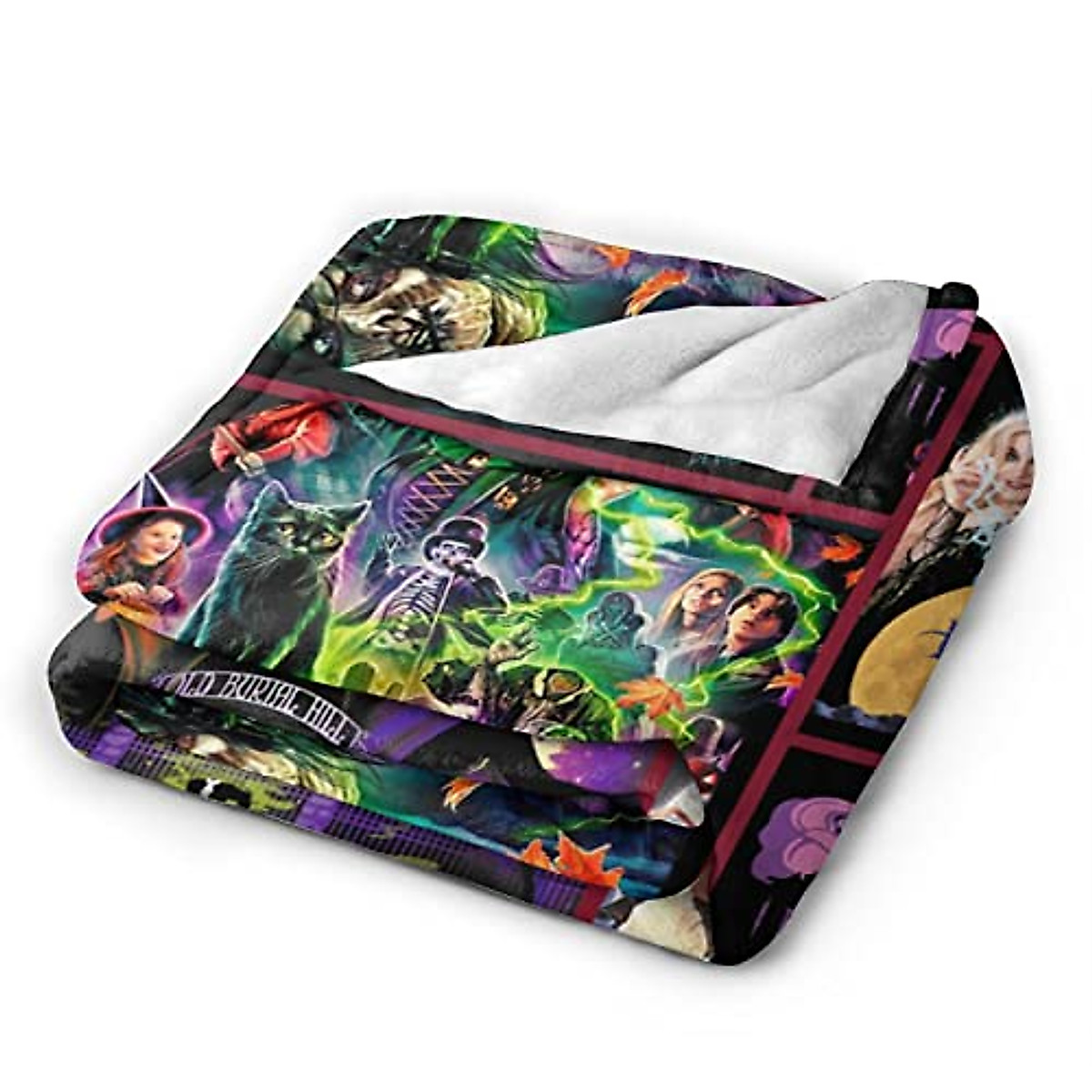 TNHPYEG Travel American Fantasy Comedy Horror Hocus and Pocus Throw Blanket, Fleece Halloween Blankets and Throws for Sofa, Warm Air Conditioned Blanket 50"X40"