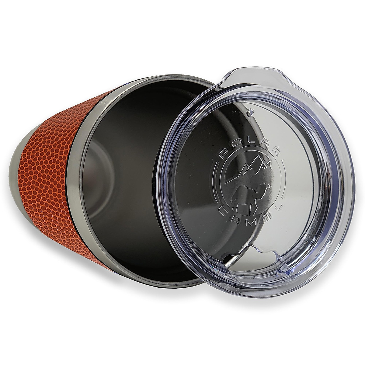 LaserGram 20oz Vacuum Insulated Tumbler Mug, Monarch Butterfly, Personalized Engraving Included (Faux Leather, Basketball Style)