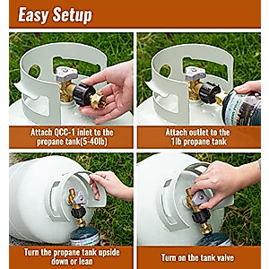 CALPOSE Propane Refill Adapter, Fill 1 Pound Bottles from 20lb Tank, Fits QCC1 / Type1 Propane Tank and 1 lb Throwaway Disposable Cylinder Propane Bottle Connector