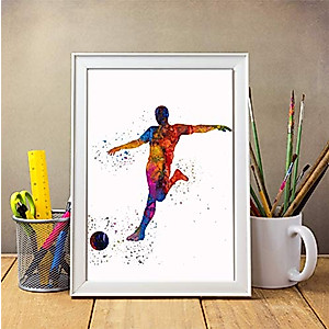 Male Soccer Player Abstract Sport Wall Art Print 11x14, Ideal for Teen Boy Bedroom Decor, Club Locker Rooms, Coaches and Fans