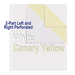Alliance Continuous Carbonless Computer Paper 9.5 x 11, Blank Left and Right Perforated, 15 lb, 2-Part White/Canary (1,700 Sheets) - Made In The USA