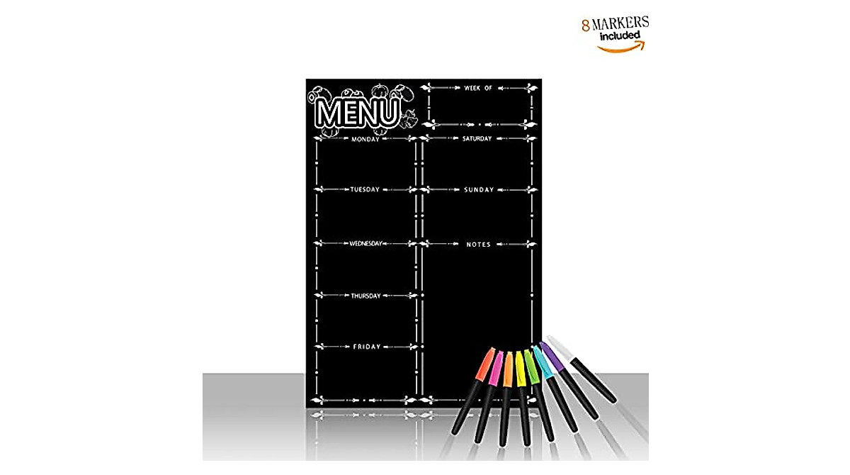 LiebHome Magnetic Weekly Menu Board & Dry Erase Calendar