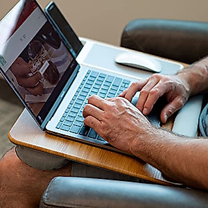 LapGear Home Office Pro Lap Desk with Wrist Rest, Mouse Pad, and Phone Holder - Gray Woodgrain - Fits up to 15.6 Inch Laptops - Style No. 91595