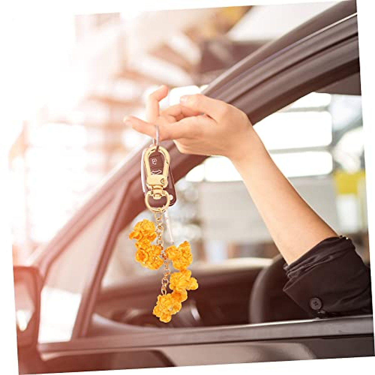 UKCOCO Artificial Food Keychain 2pcs Popcorn Pendant Super Cute Metal Accessories Popcorn Key Ring