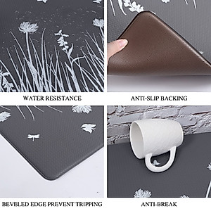 Rempry Kitchen Rugs and Mats Set of 2, Cushioned Anti Fatigue Kitchen Floor Mat, Non Slip Waterproof Kitchen Rug Set Comfort Standing Mats 17"x47"+17"x29" (Grey)