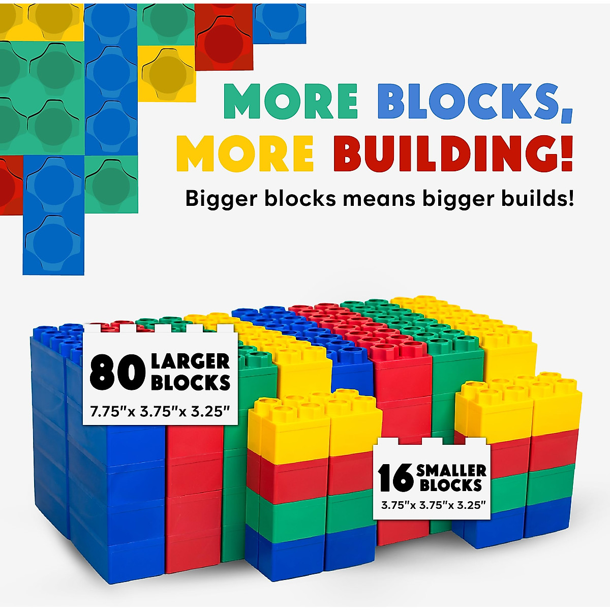 BiggoBlocks Big Blocks for Kids Ages 4-8, Indoor & Outdoor Blocks for Kids Jumbo Games, Large Building Blocks (96 PC) Standard Set